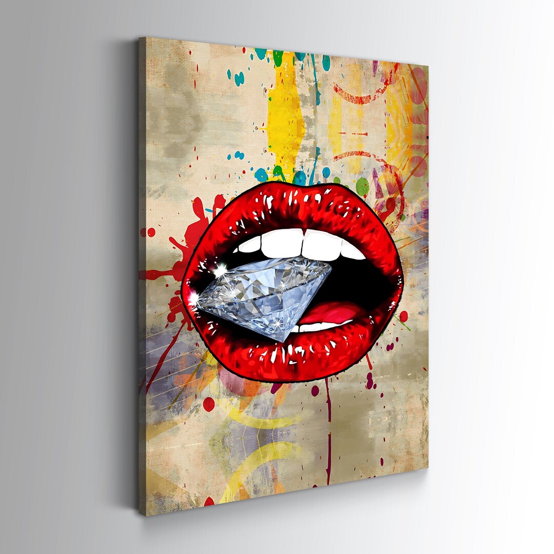 Lips With Diamond Leinwandbild Leinwand Bild XXL Bilder Poster Wandbild Kunstdruck Wanddeko ...