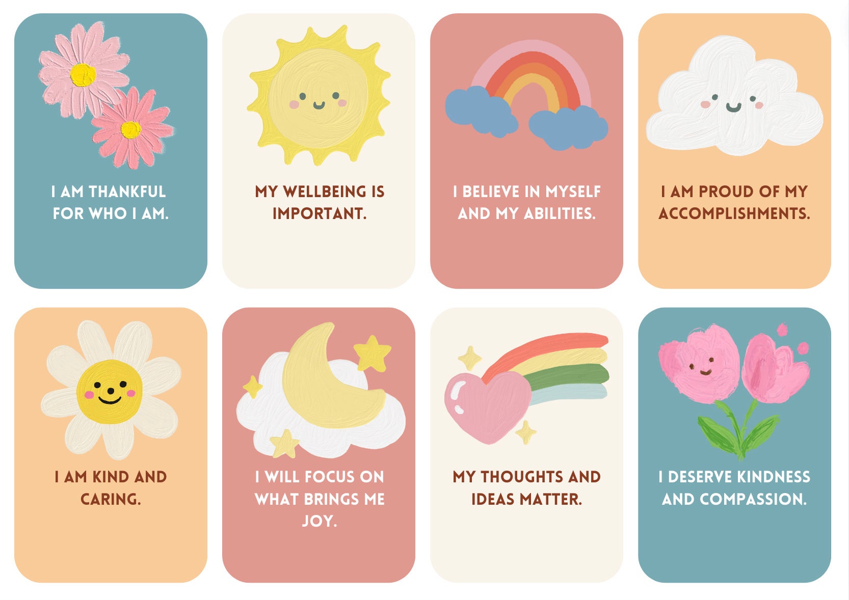 Positive Affirmation Flashcards for Children Printable Set for ...