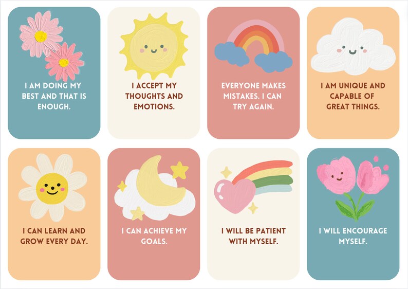 Positive Affirmation Flashcards for Children Printable Set for ...