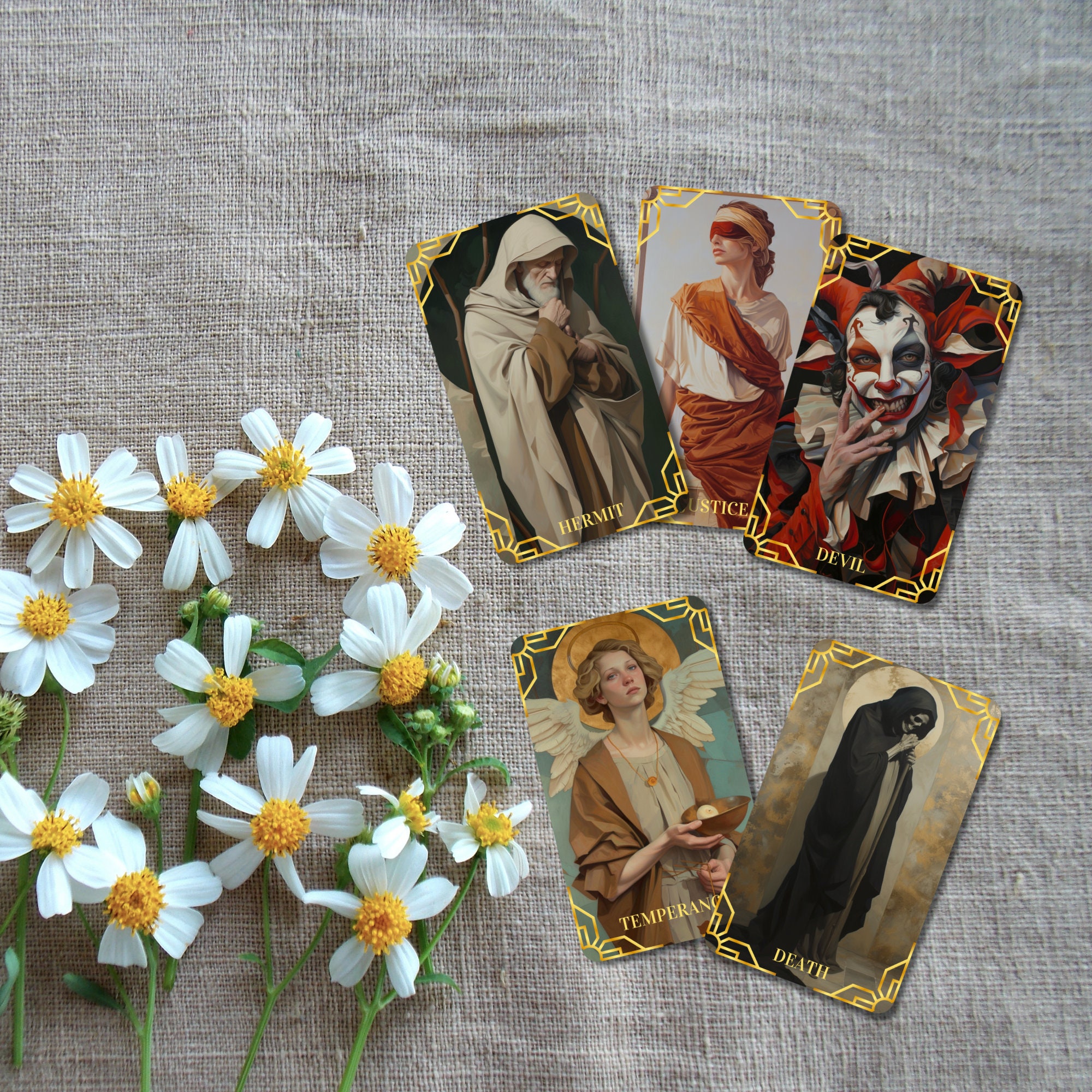 Printable Tarot Card With Guidebook, Indie Tarot Deck, 78 Commedia Dell ...