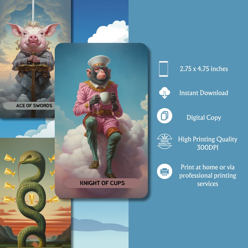 Printable Tarot Card, Printable Indie Tarot Deck, 78 Surreal Reverie ...