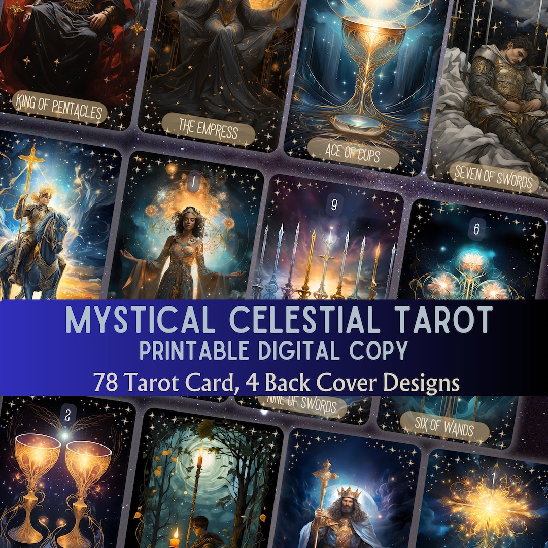 Celestial Tarot Card Deck: 78 Divine Cards, 4 Back Designs (digital Download) - Etsy