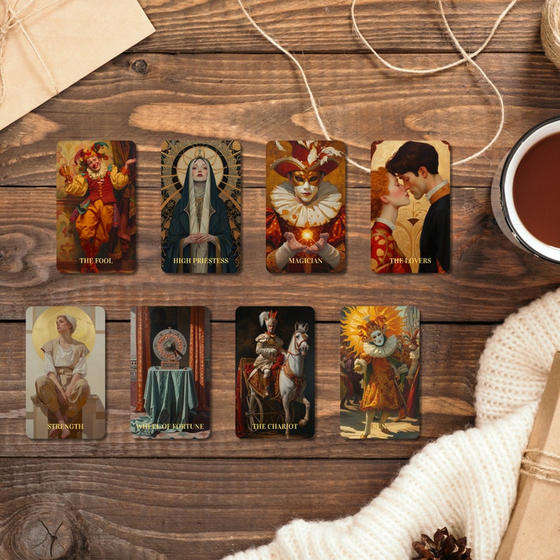 Printable Tarot Card With Guidebook, Indie Tarot Deck, 78 Commedia Dell ...