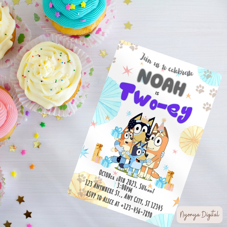 Bluey Birthday Invitation CANVA Bluey Invite Template Bluey - Etsy
