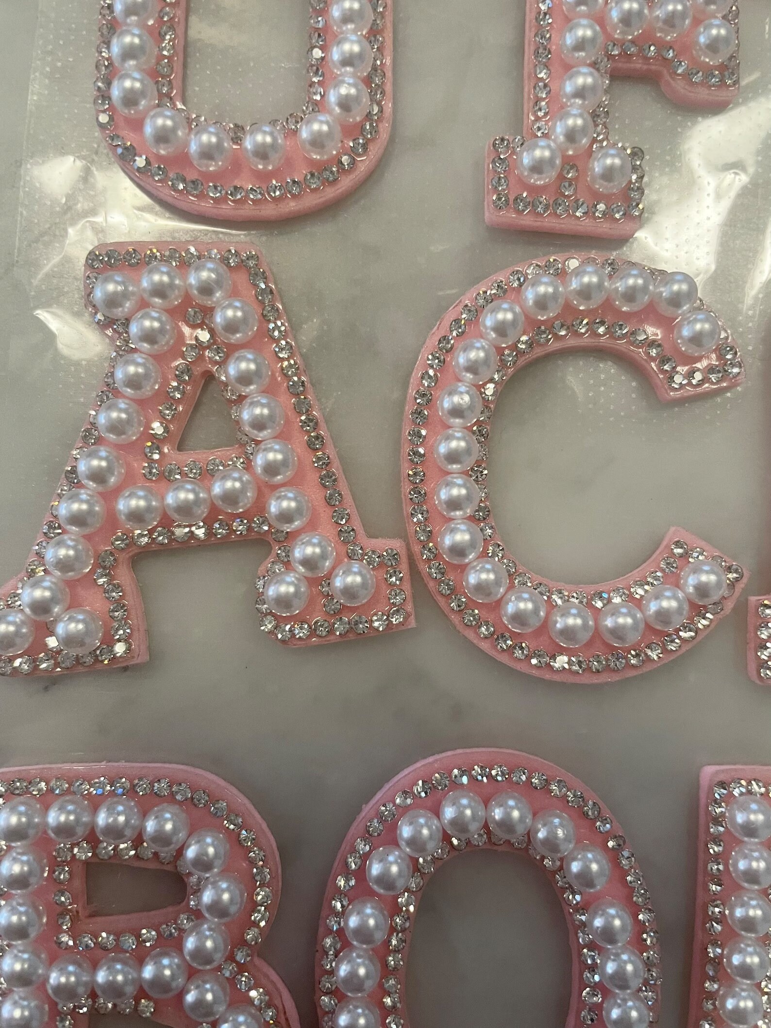 Pink Pearl Letter Patch Bridal and Wedding DIY Stick on Letters Wedding ...