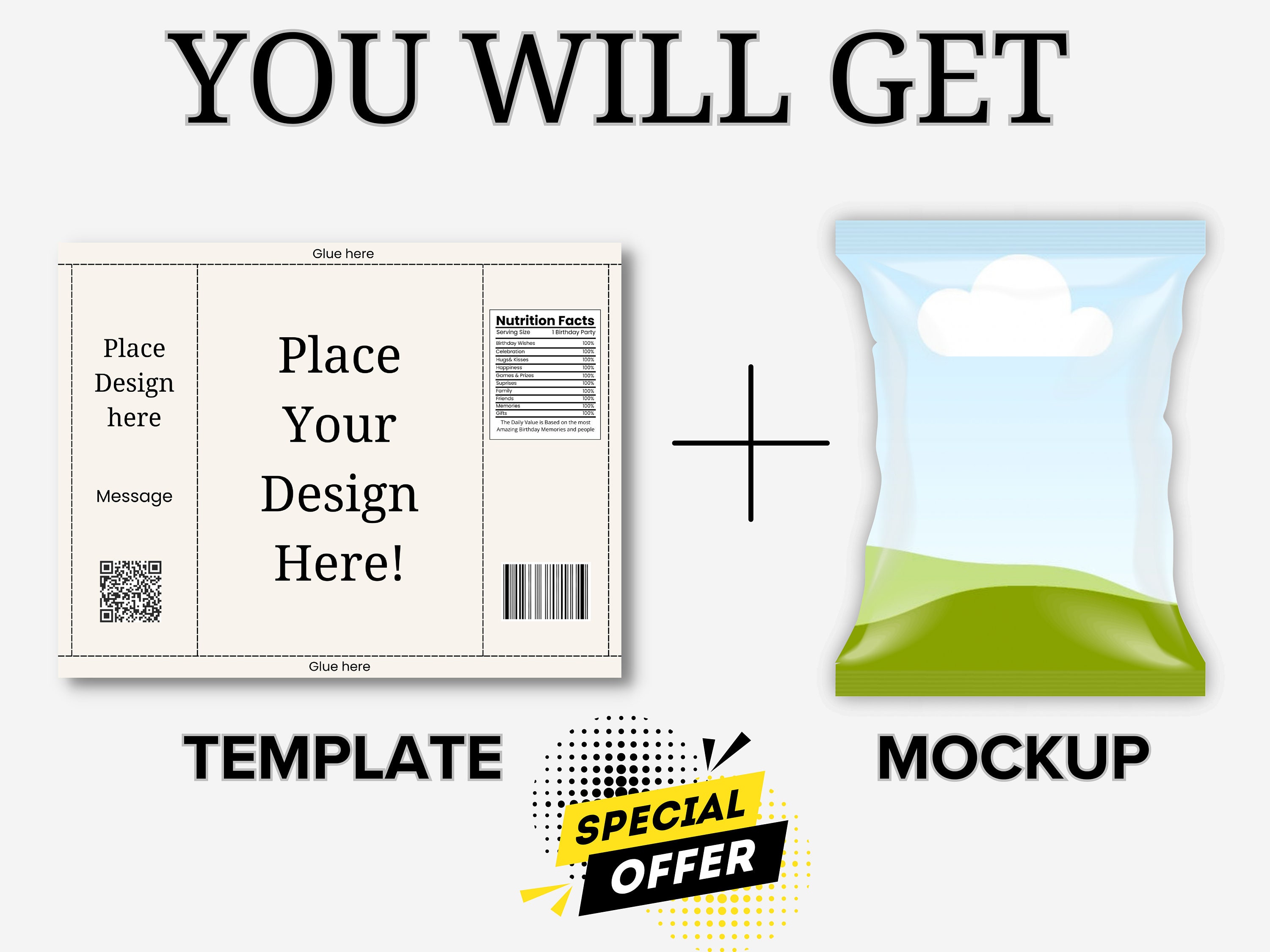 Chips Packet Template for Canva,chips Bag Mockup,customizable Chips ...