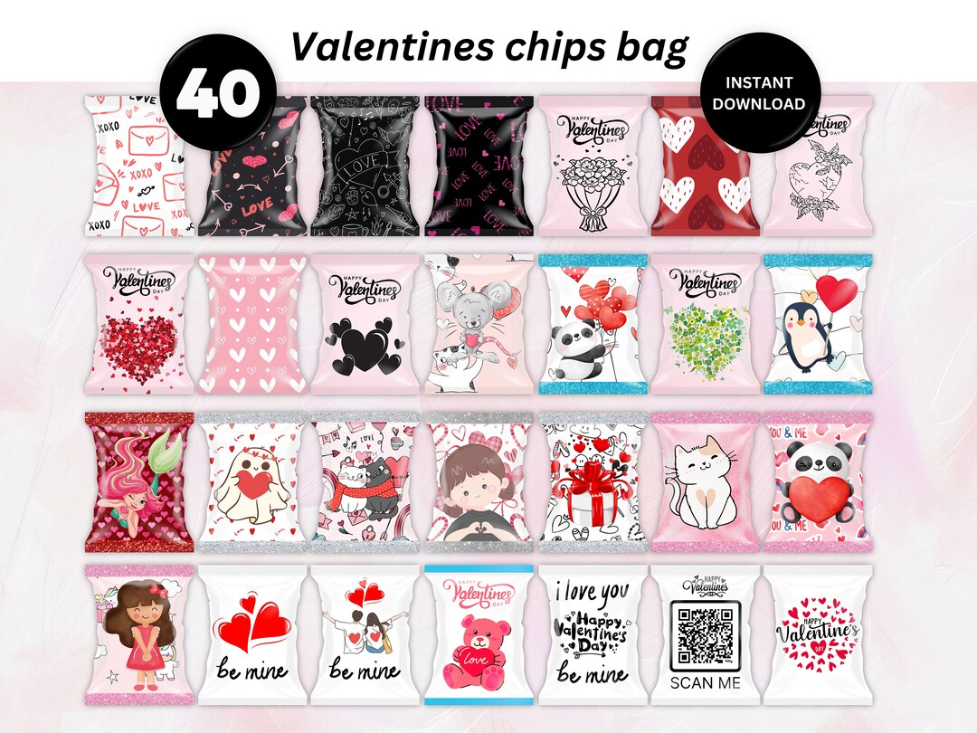 40 Valentines Day Chips Bag Wrapper Bundle,valentine Gift For,gift for ...