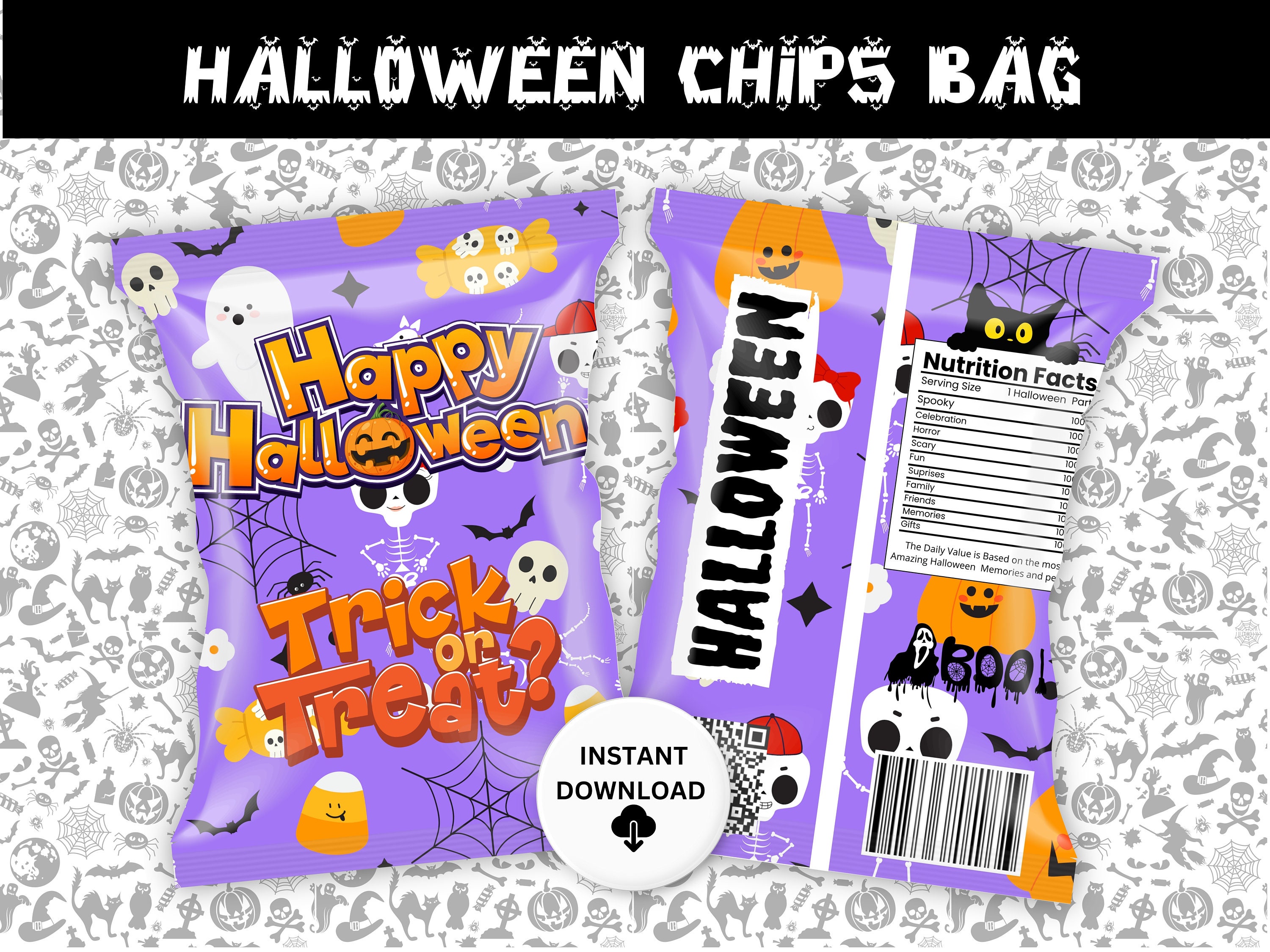 Halloween Chip Bag Wrapper,chip Wrapper for Halloween,chips Packet ...