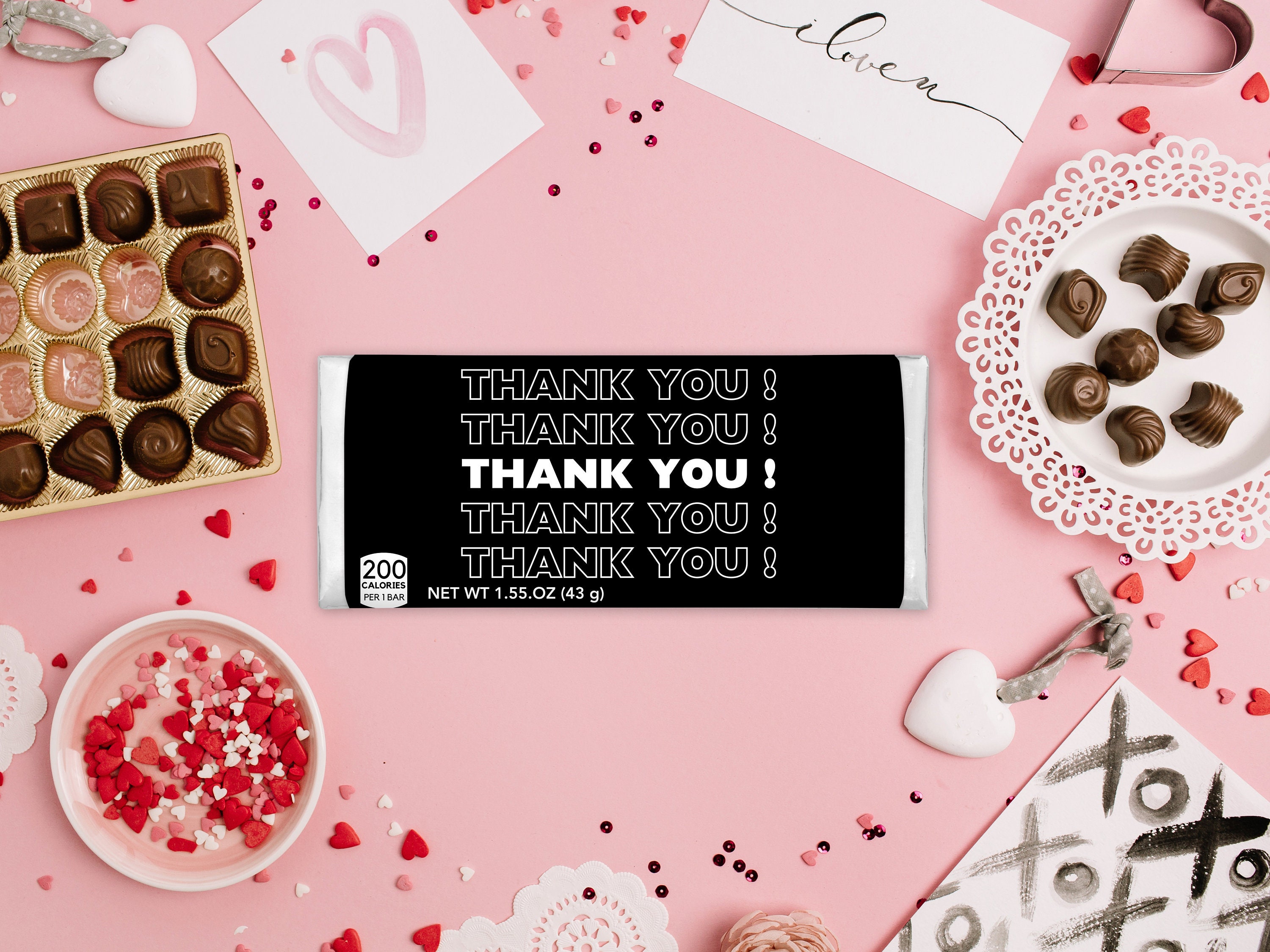 Thank You Chocolate Bar Wrapper,appreciation Chocolate Bar,cute Gift ...