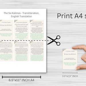 6 Kalimas Flash Cards,printable Kalimas Flash Cards for Kids,english Translation Kalimas Cards ...