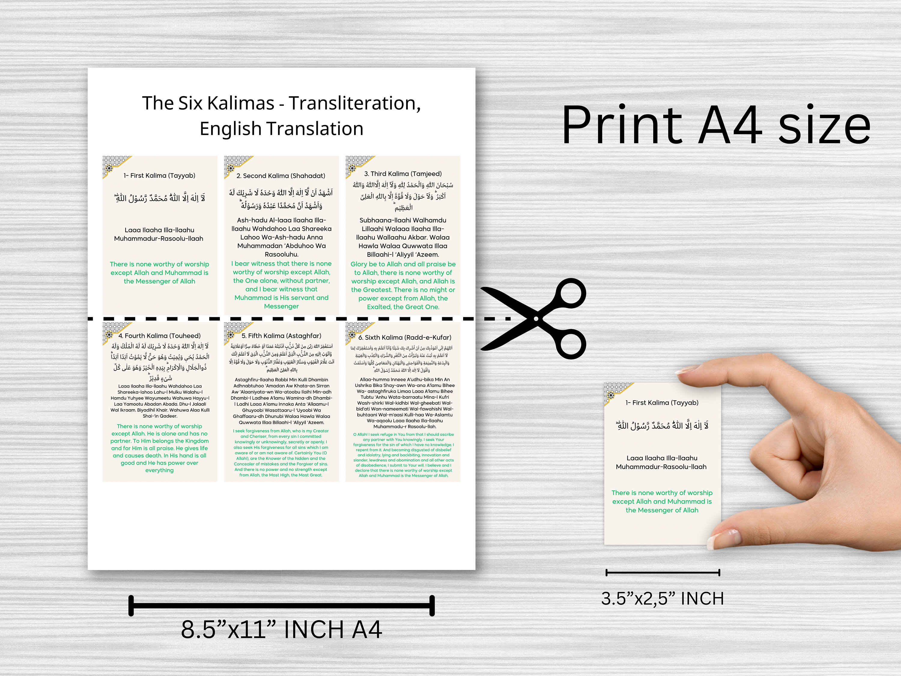 6 Kalimas Flash Cards,printable Kalimas Flash Cards for Kids,english ...