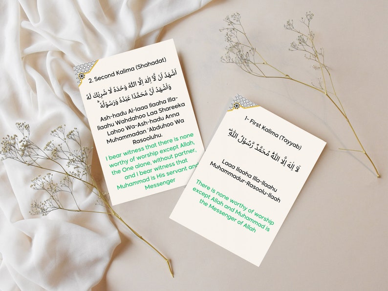 6 Kalimas Flash Cards,printable Kalimas Flash Cards for Kids,english ...
