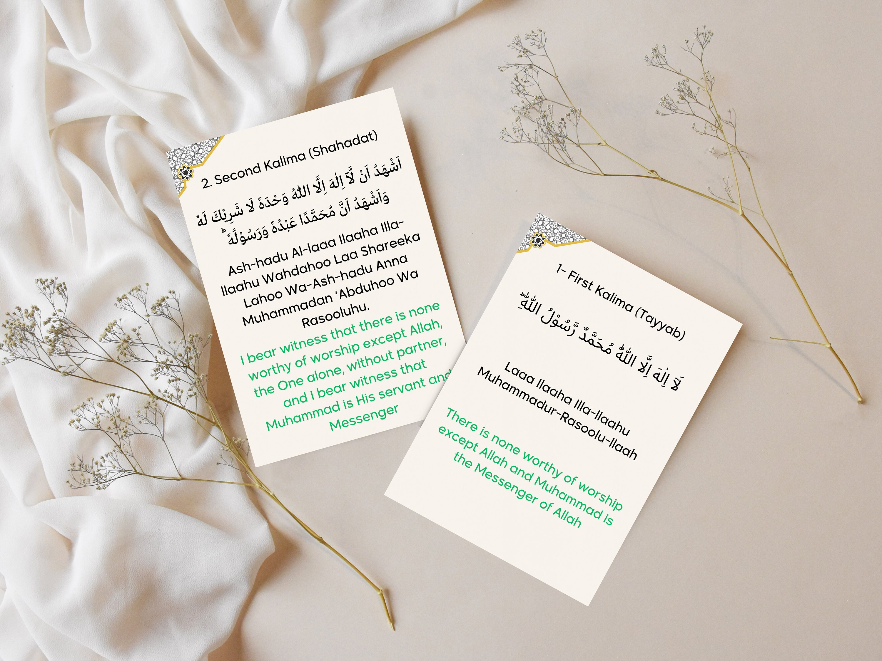 6 Kalimas Flash Cards,printable Kalimas Flash Cards for Kids,english ...