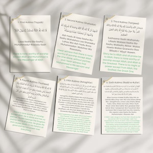6 Kalimas Flash Cards,printable Kalimas Flash Cards for Kids,english ...