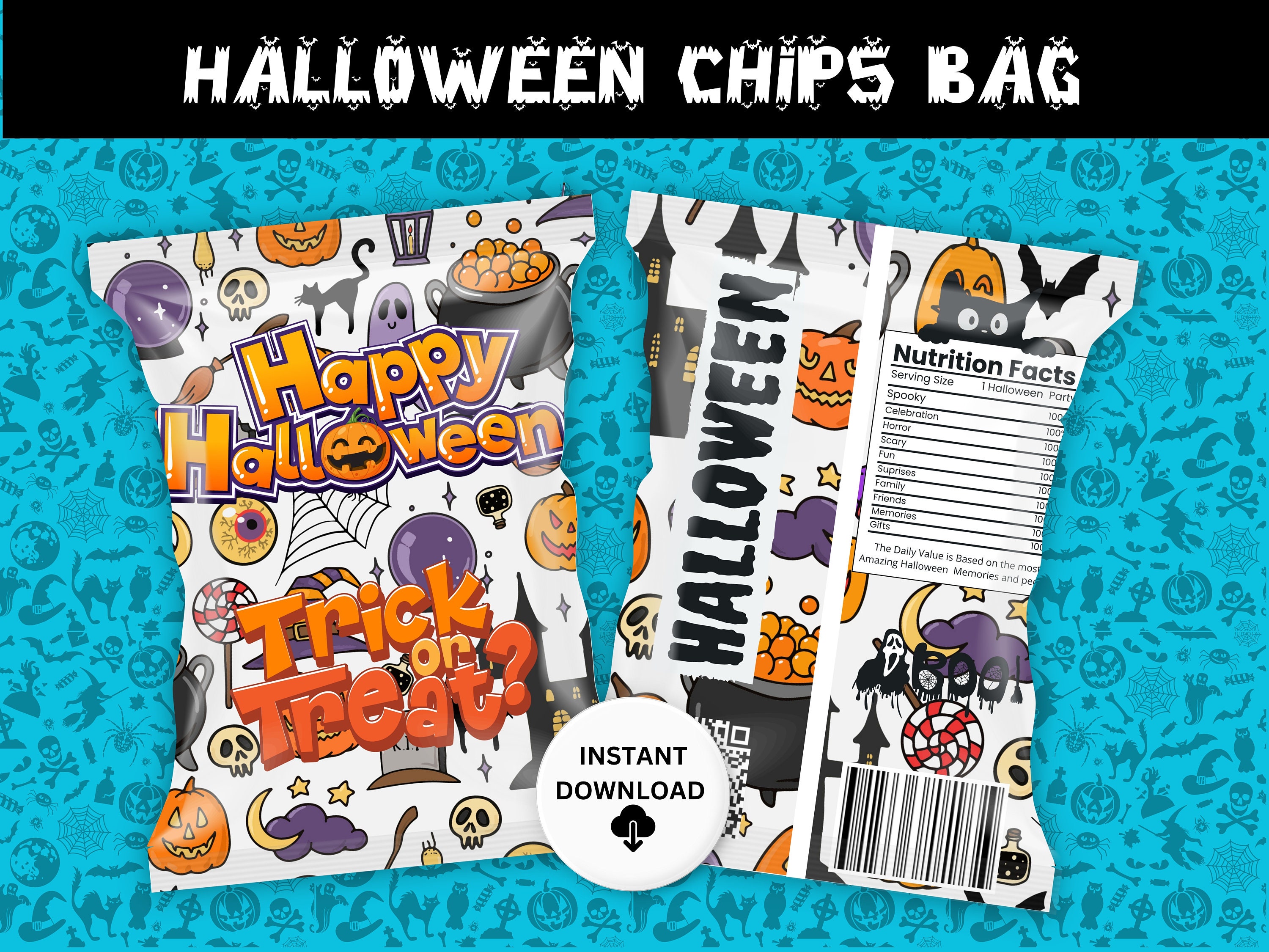 Halloween Chip Bag Wrapper,chip Wrapper for Halloween,chips Packet ...