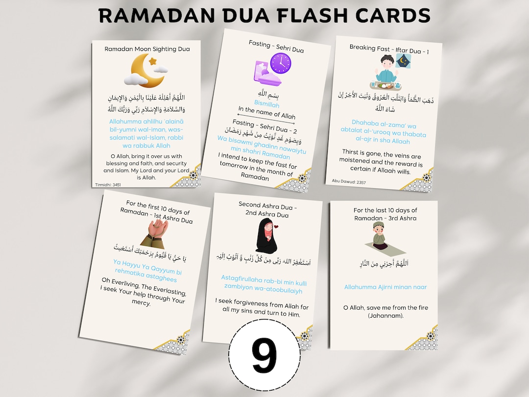 39 Ramadan Dua Flash Cards,printable Dua Flash Cards for Kids,english ...