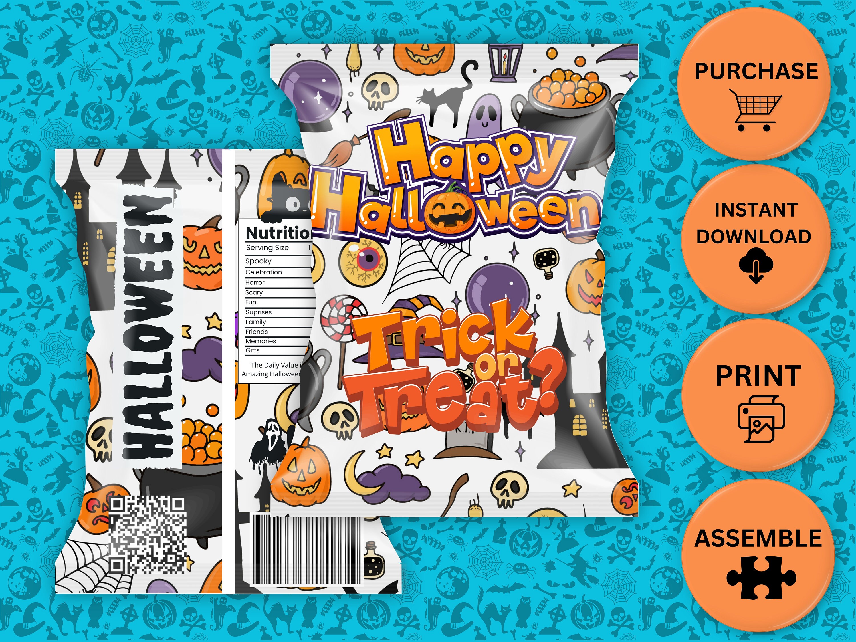 Halloween Chip Bag Wrapper,chip Wrapper for Halloween,chips Packet ...