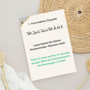 6 Kalimas Flash Cards,printable Kalimas Flash Cards for Kids,english ...