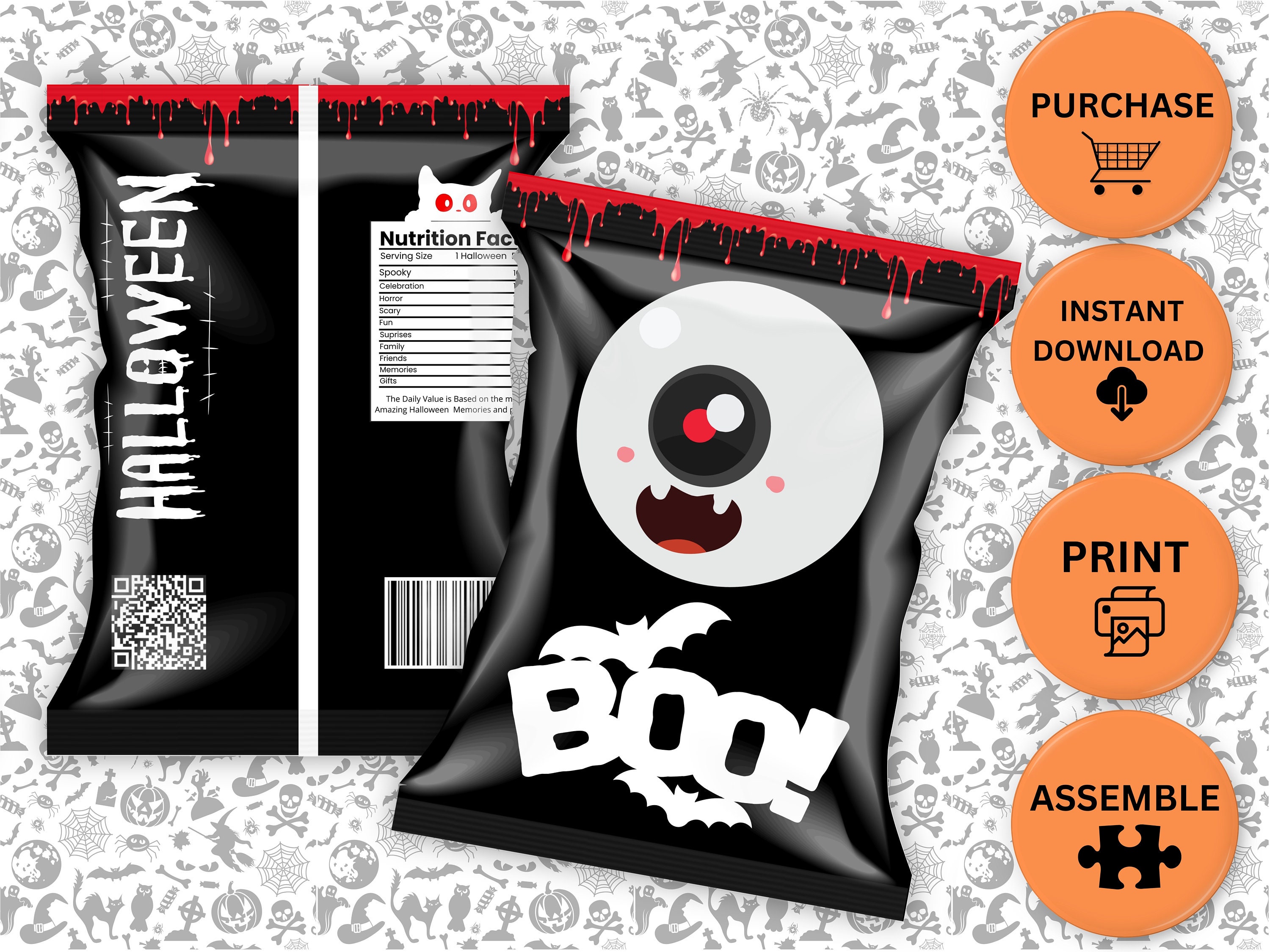 Halloween Chip Bag Wrapper Bundle,chip Wrapper for Halloween,chips ...