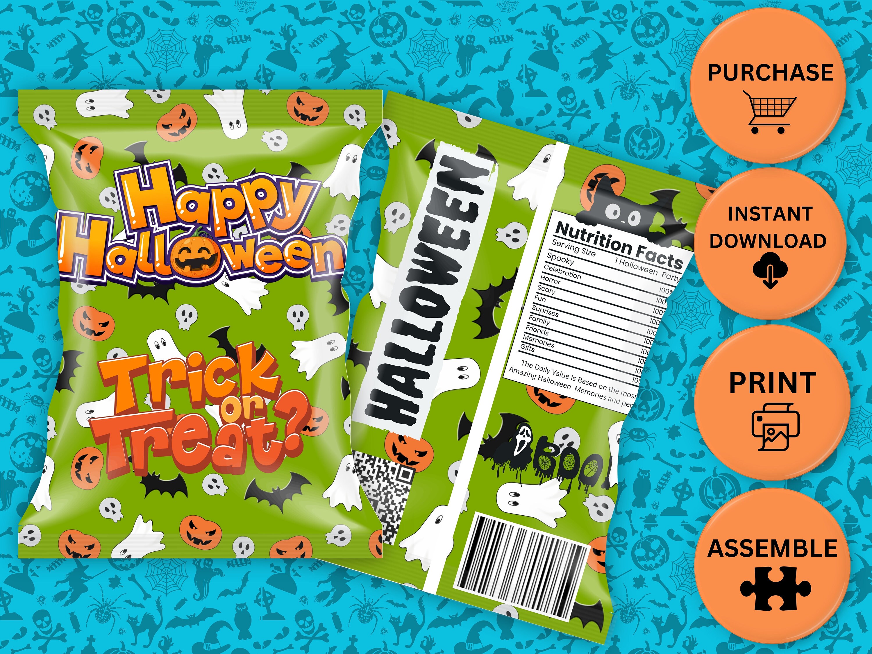 Halloween Chip Bag Wrapper Bundle,chip Wrapper for Halloween,chips ...