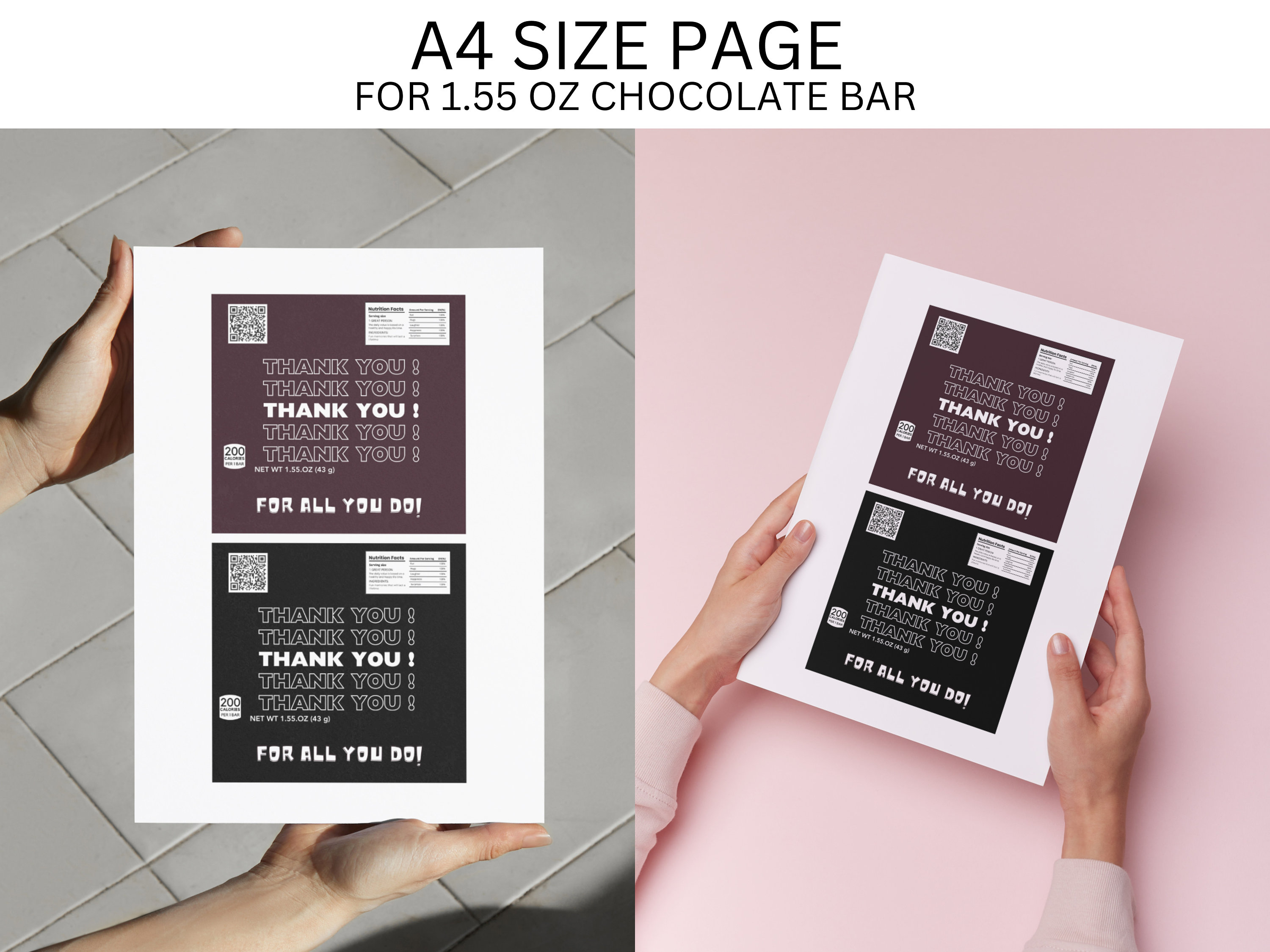 Thank You Chocolate Bar Wrapper,appreciation Chocolate Bar,cute Gift ...