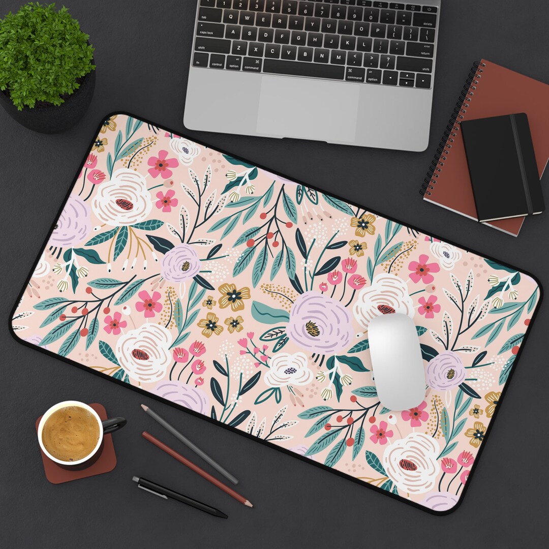 Best Desk Mat by Lively Mint; Happy Flower in Happy Pink; Perfect for ...