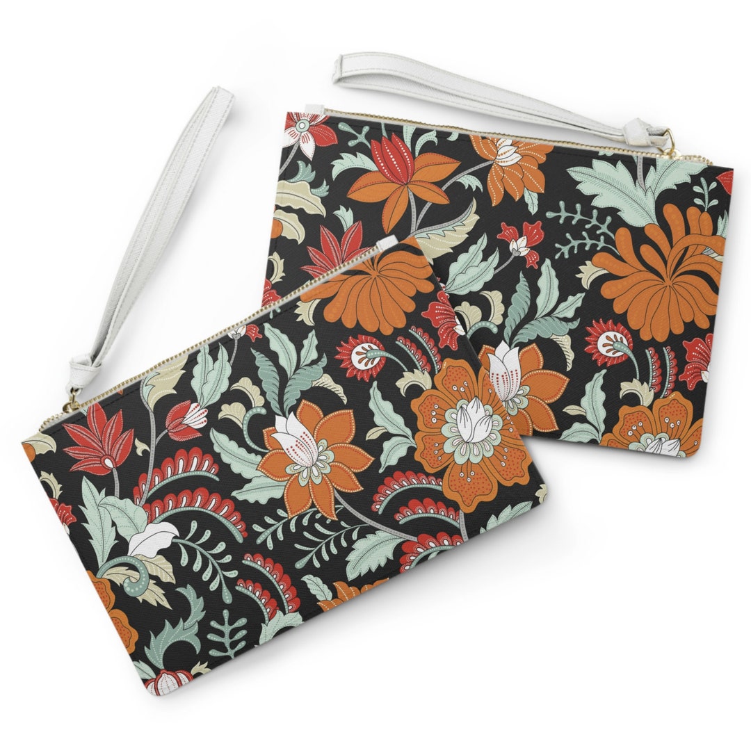 Stylish, Fun, One of a Kind Everyday Clutch Bag in Black and Orange ...