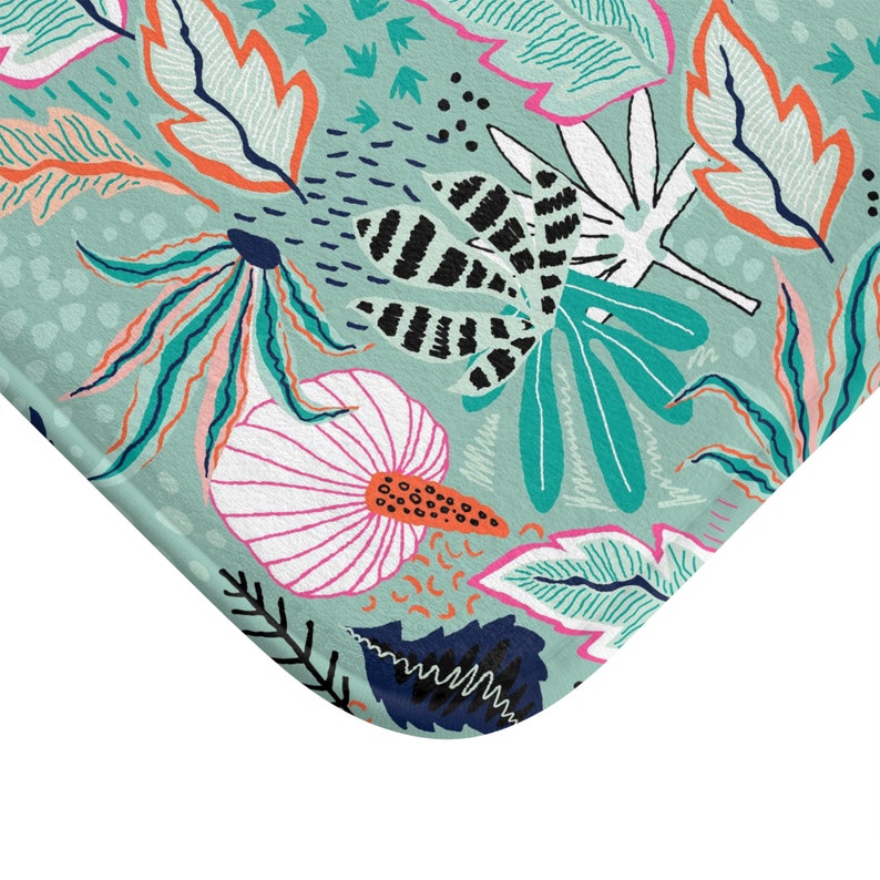 Best Anti-slip Bath Mat; Lively Mint; Tropical in Minty Green; Perfect ...