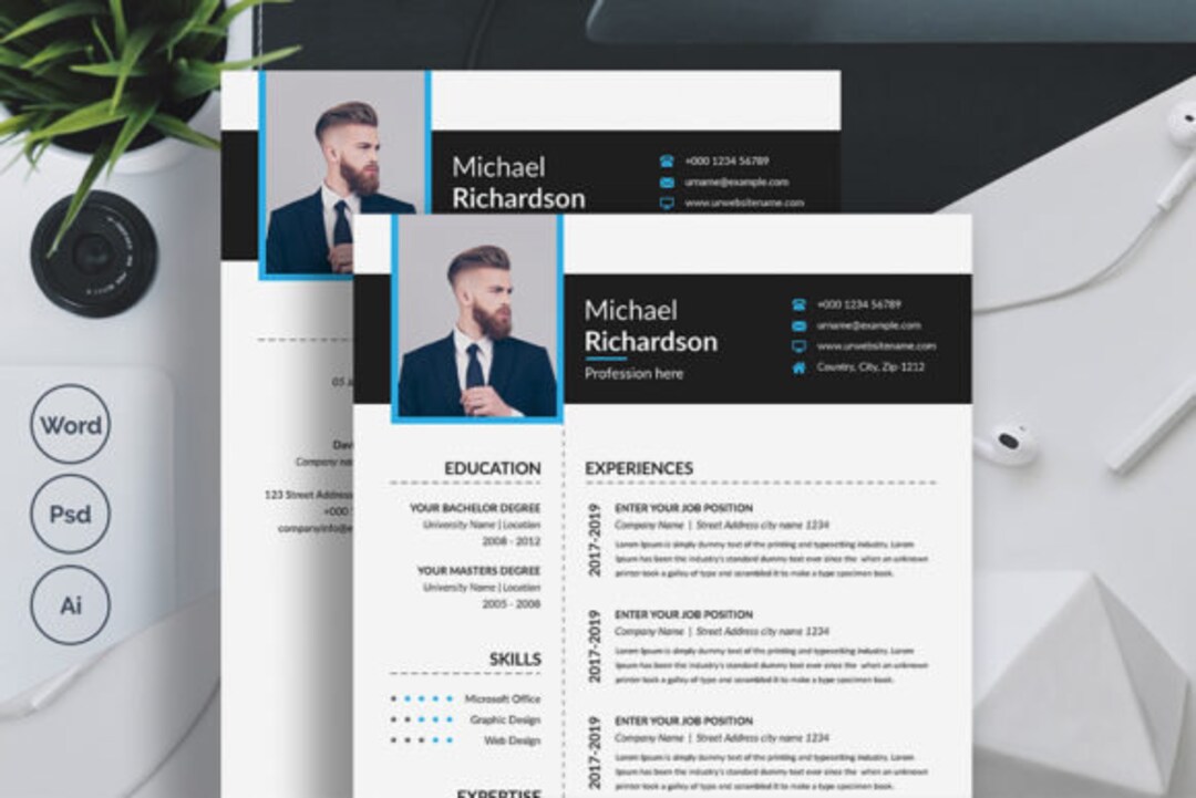 Creative Modern Resume Word Template Professional Resume - Etsy