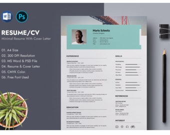 Creative Modern Resume Word Template Professional Resume - Etsy