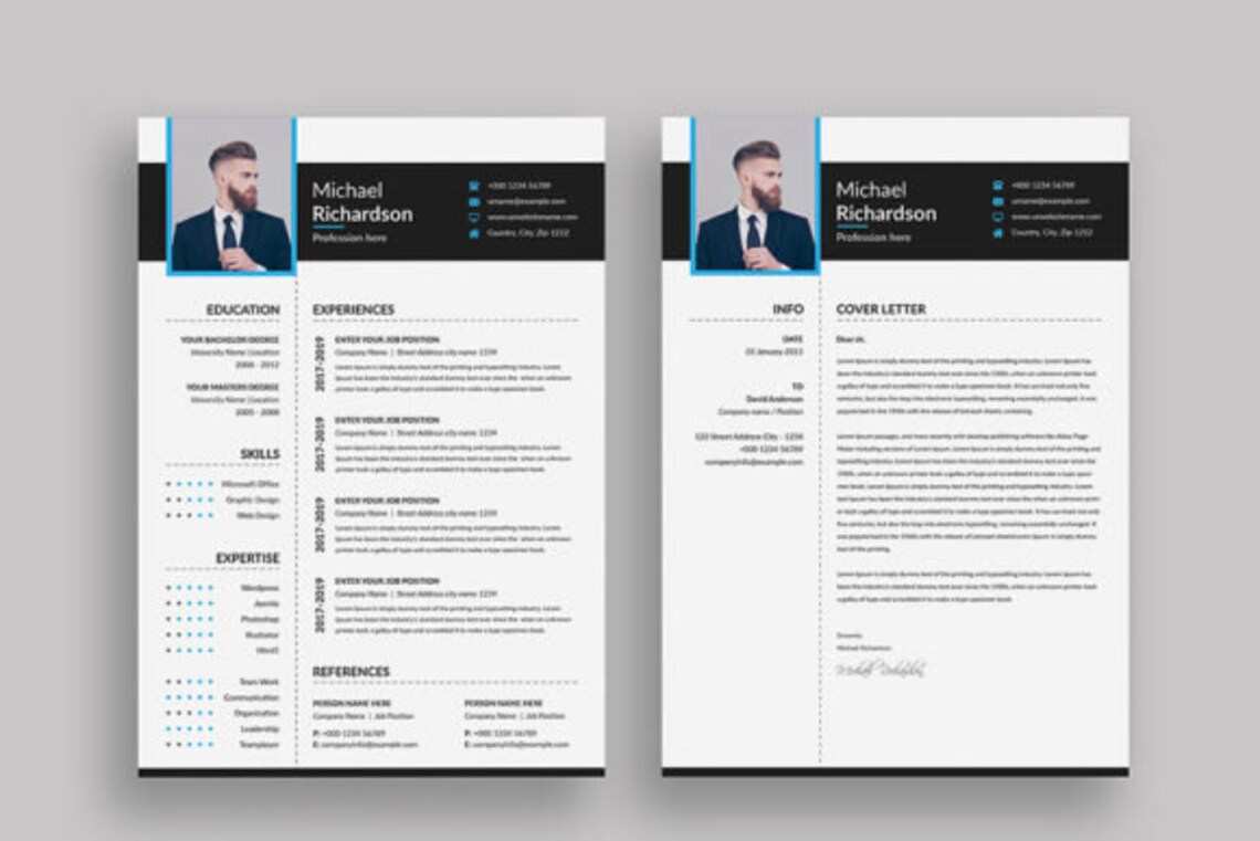 Creative Modern Resume Word Template Professional Resume - Etsy