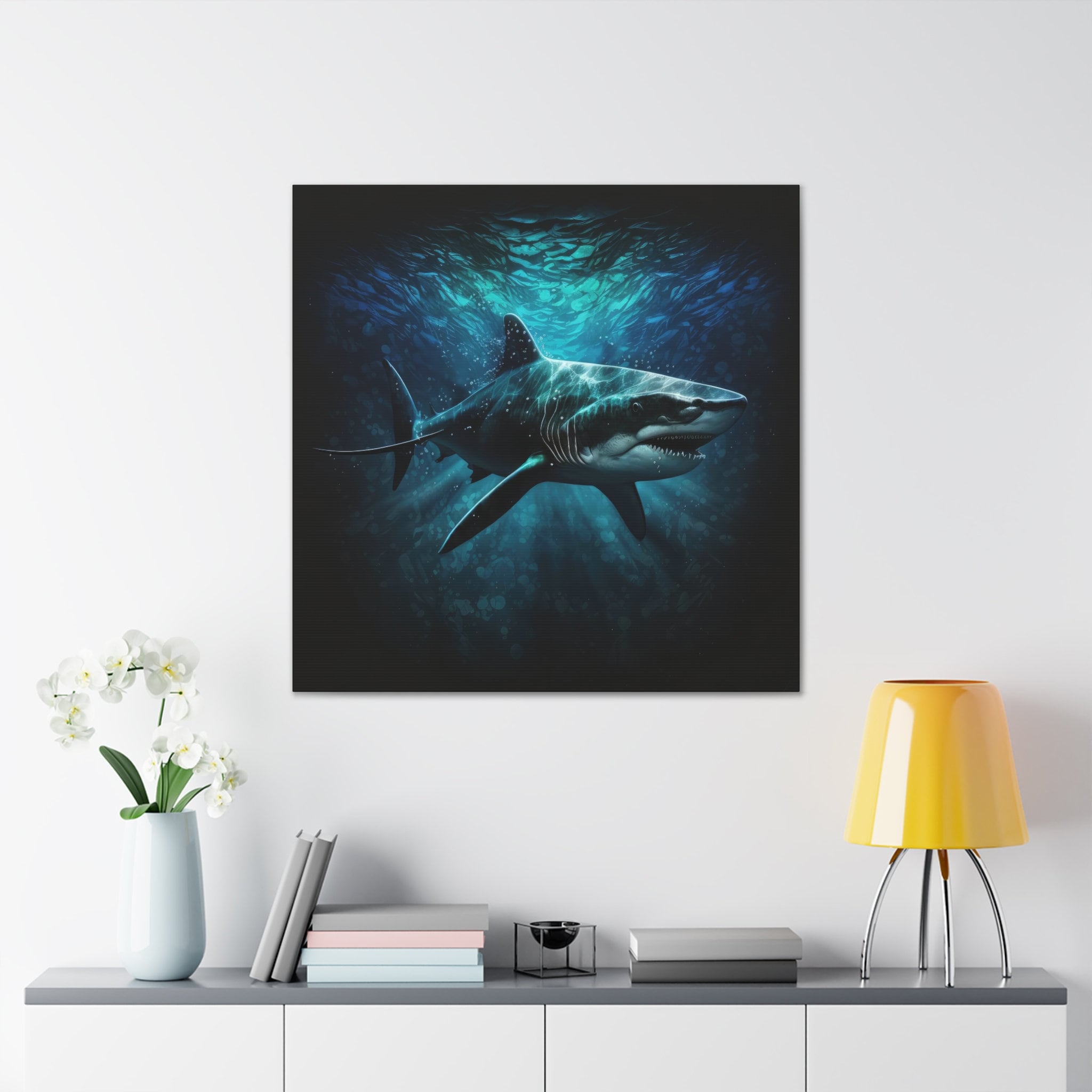 Shark Wall Art Ocean Wall Art Modern Art Canvas Print - Etsy