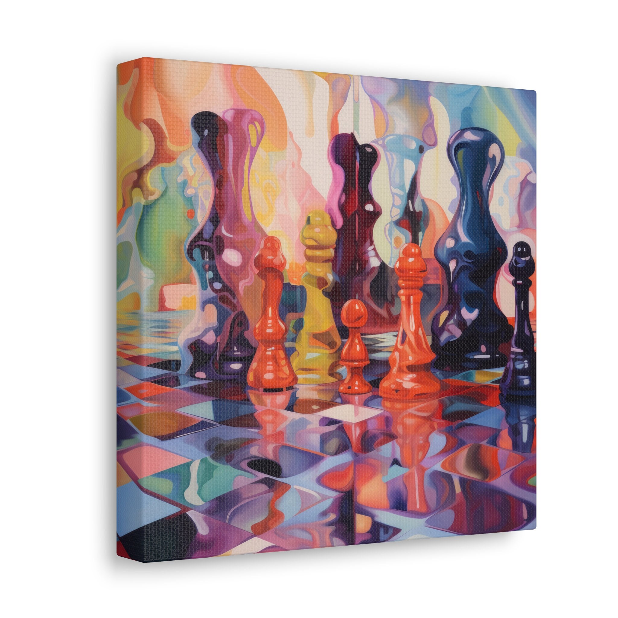 Melting Chess Board, Modern Art, Canvas Print, Abstract Painting ...