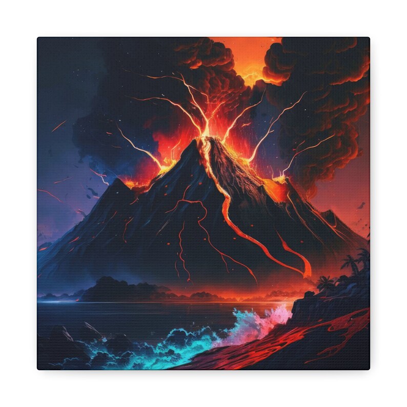 The Volcano's Wrath - Volcano Painting, Volcano Wall Art, Lava Wall Art ...