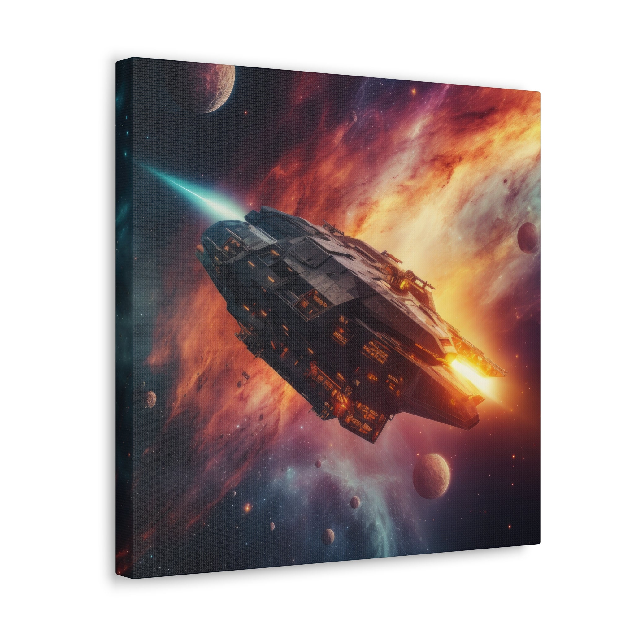 Spaceship Flying Through the Galaxy, Space Wall Art, Modern Art, Canvas ...