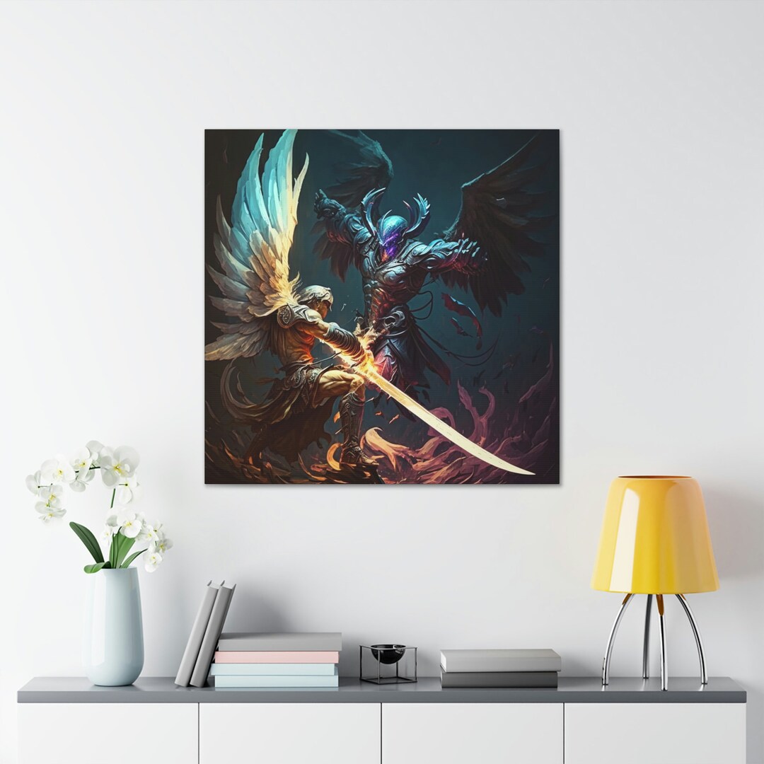 Good Vs Evil Angel Vs Demon Fantasy Wall Art Game Room - Etsy