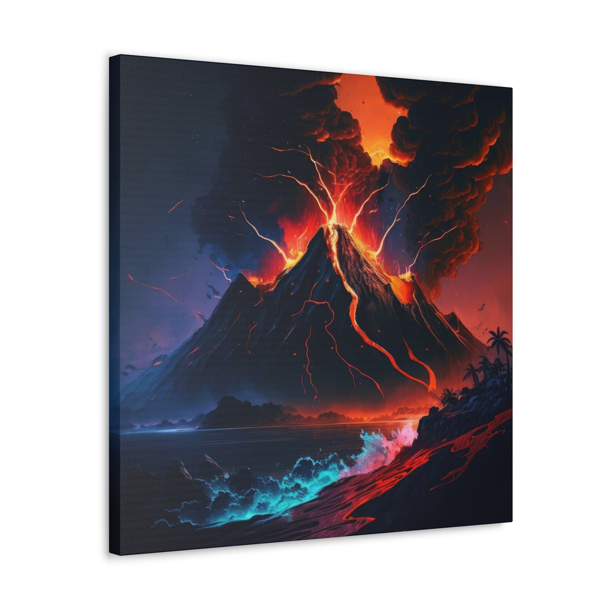 The Volcano's Wrath - Volcano Painting, Volcano Wall Art, Lava Wall Art ...
