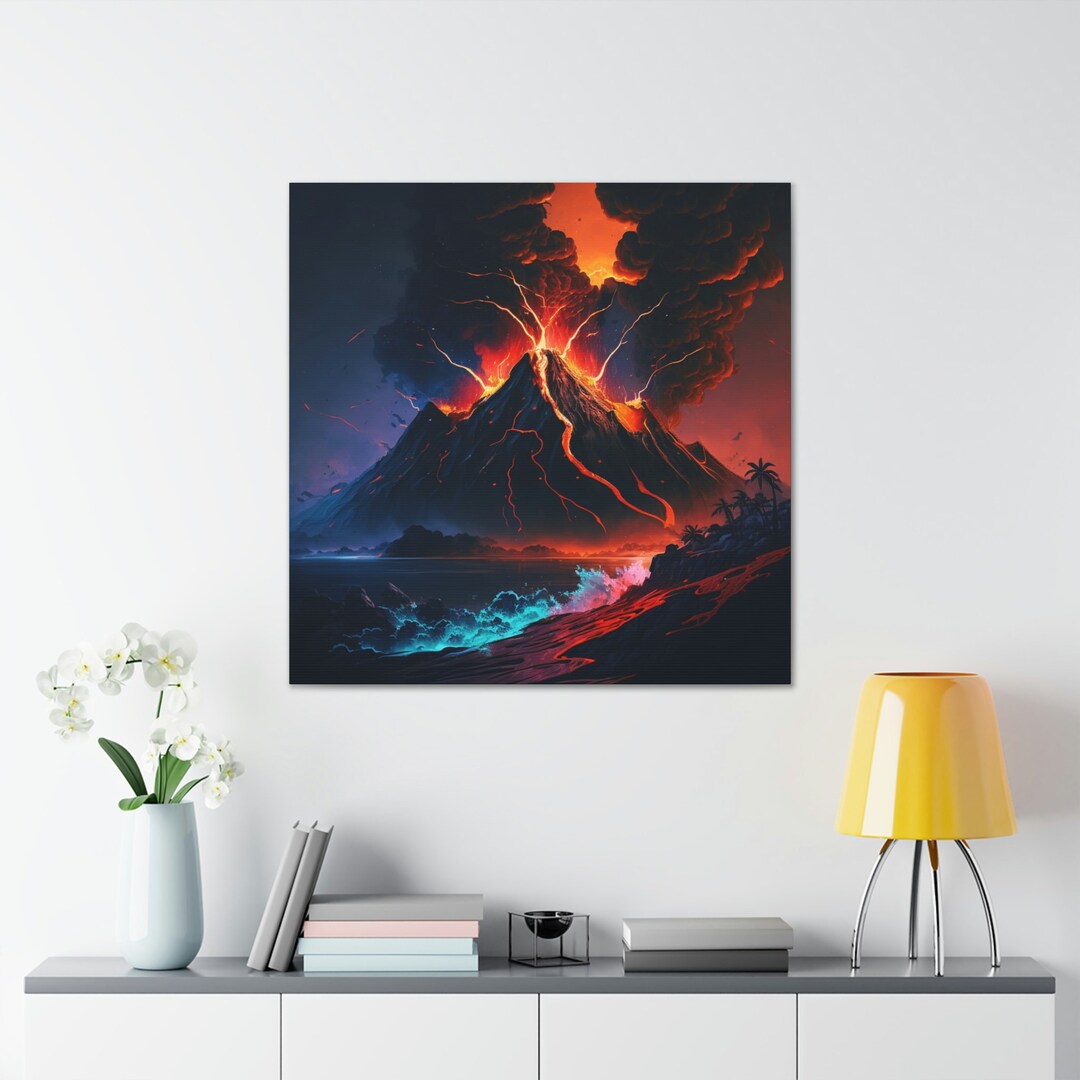 The Volcano's Wrath Volcano Painting Volcano Wall Art - Etsy