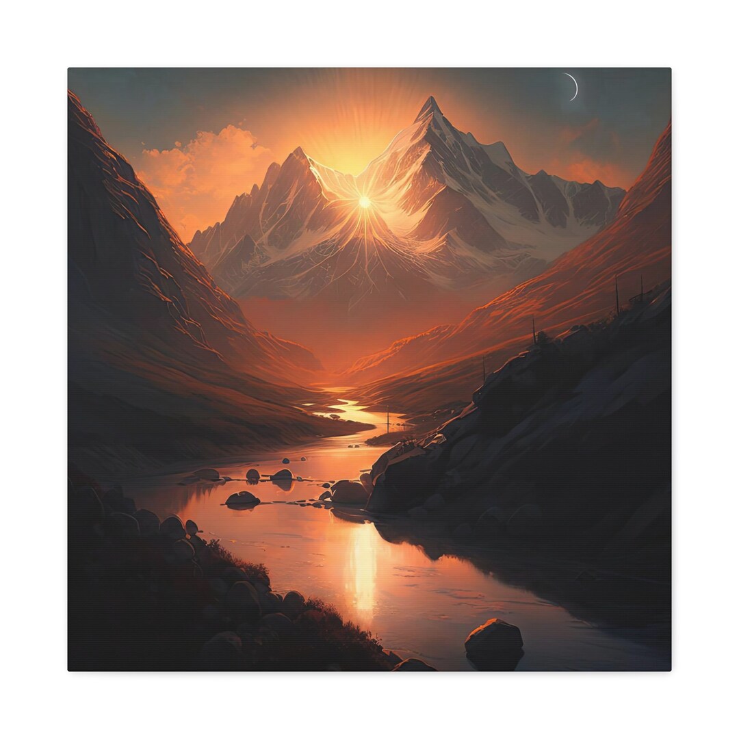 The Mountain's Secret - Sunset Painting, Sunset Wall Art, Mountain Wall ...