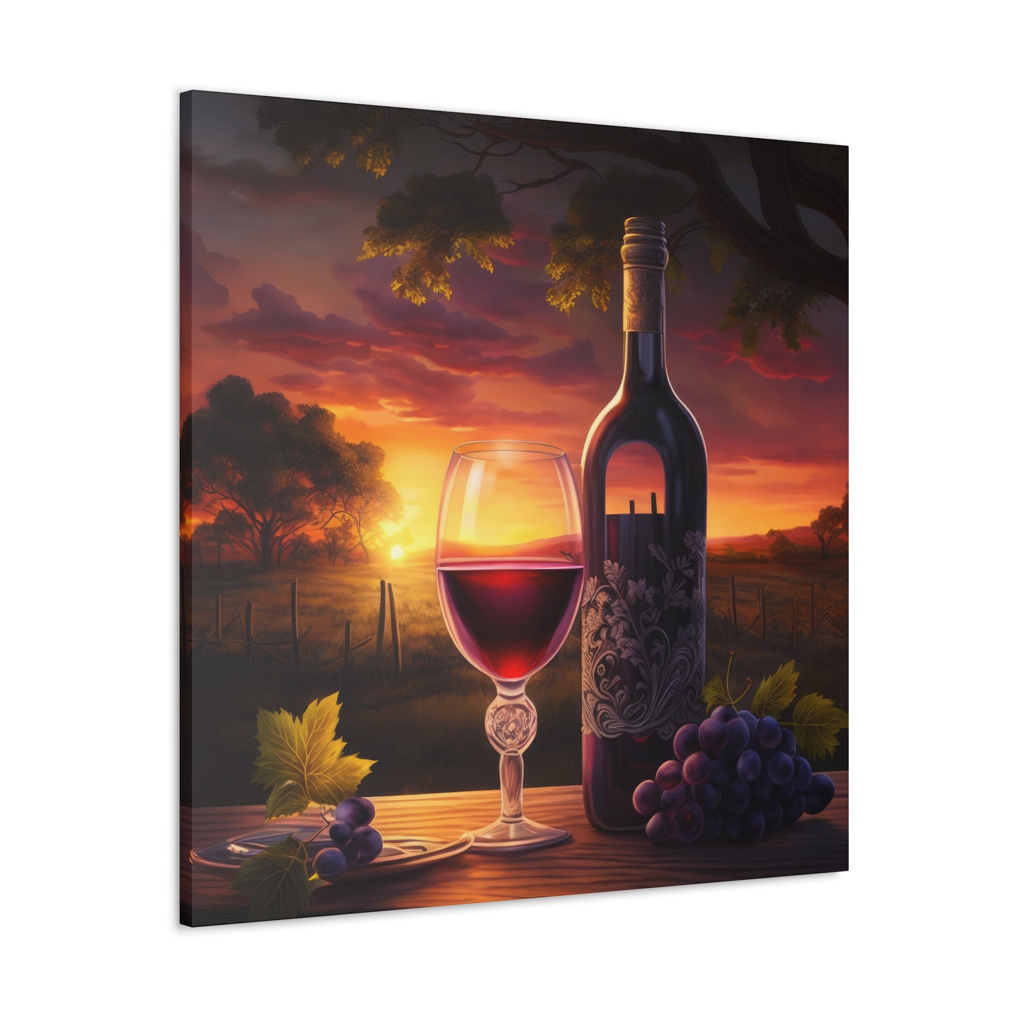 Vineyard at Sunset, Wine Wall Art, Modern Art, Canvas Print, Abstract ...