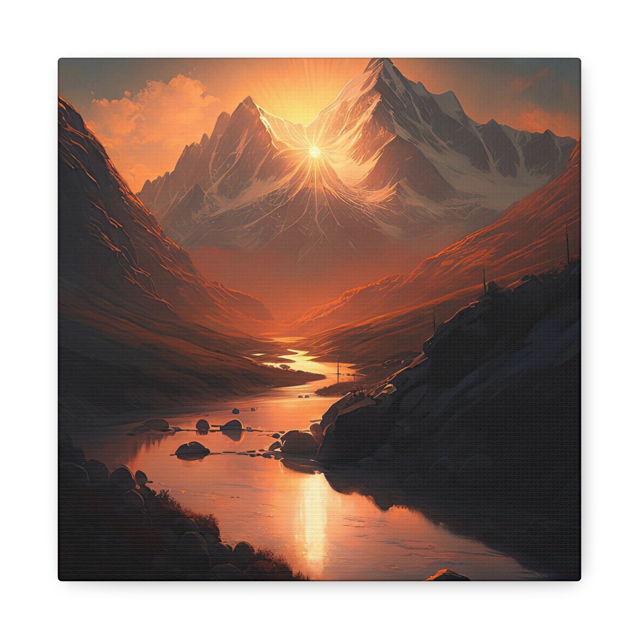 The Mountain's Secret Sunset Painting, Sunset Wall Art, Mountain Wall ...