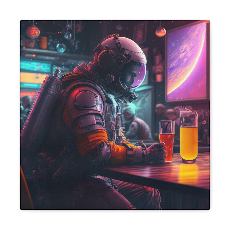 Have A Drink Bar Wall Art, Astronaut Wall Art, Modern Art, Canvas Print ...