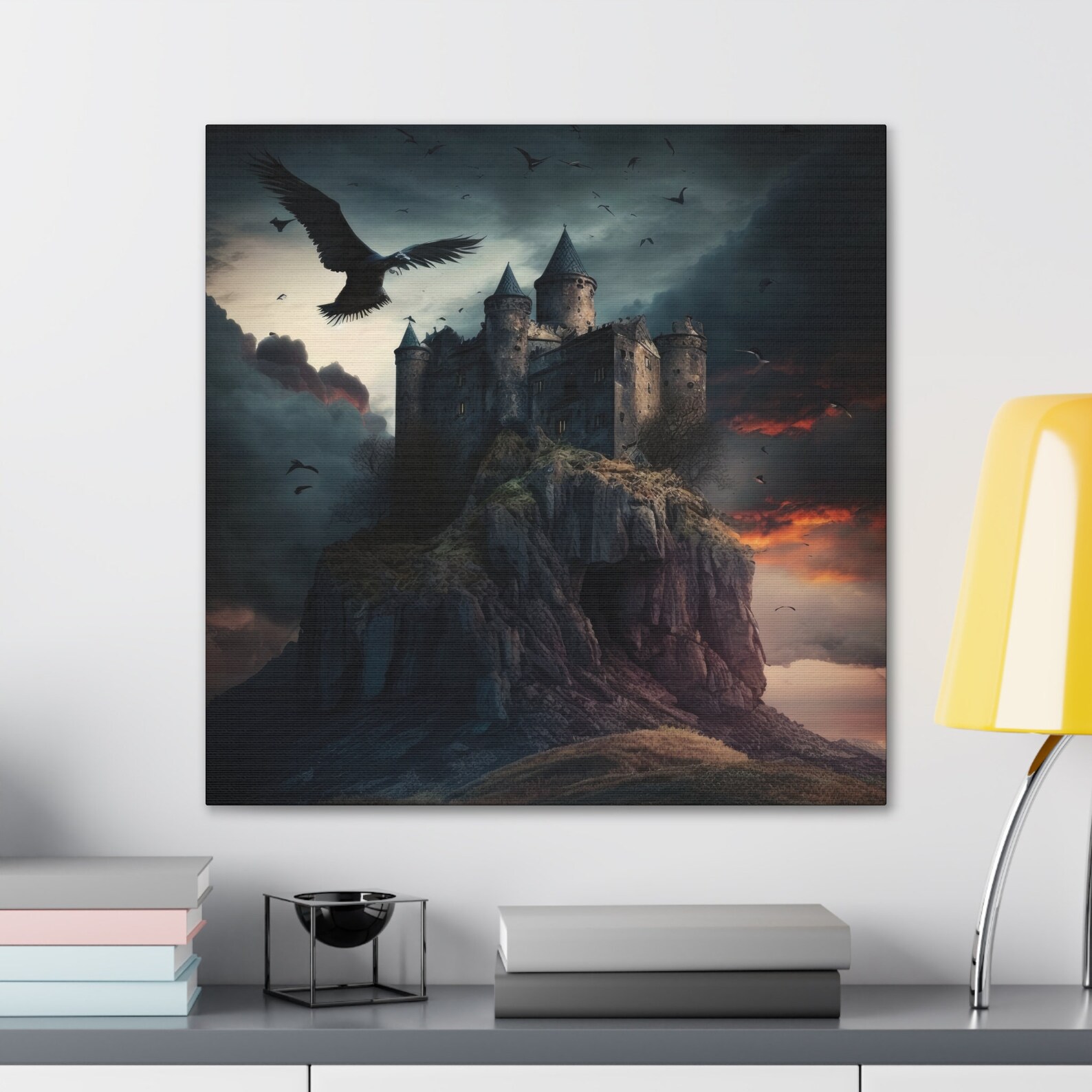 Castle on a Hill Wall Art, Castle Painting, Modern Art, Canvas Print ...