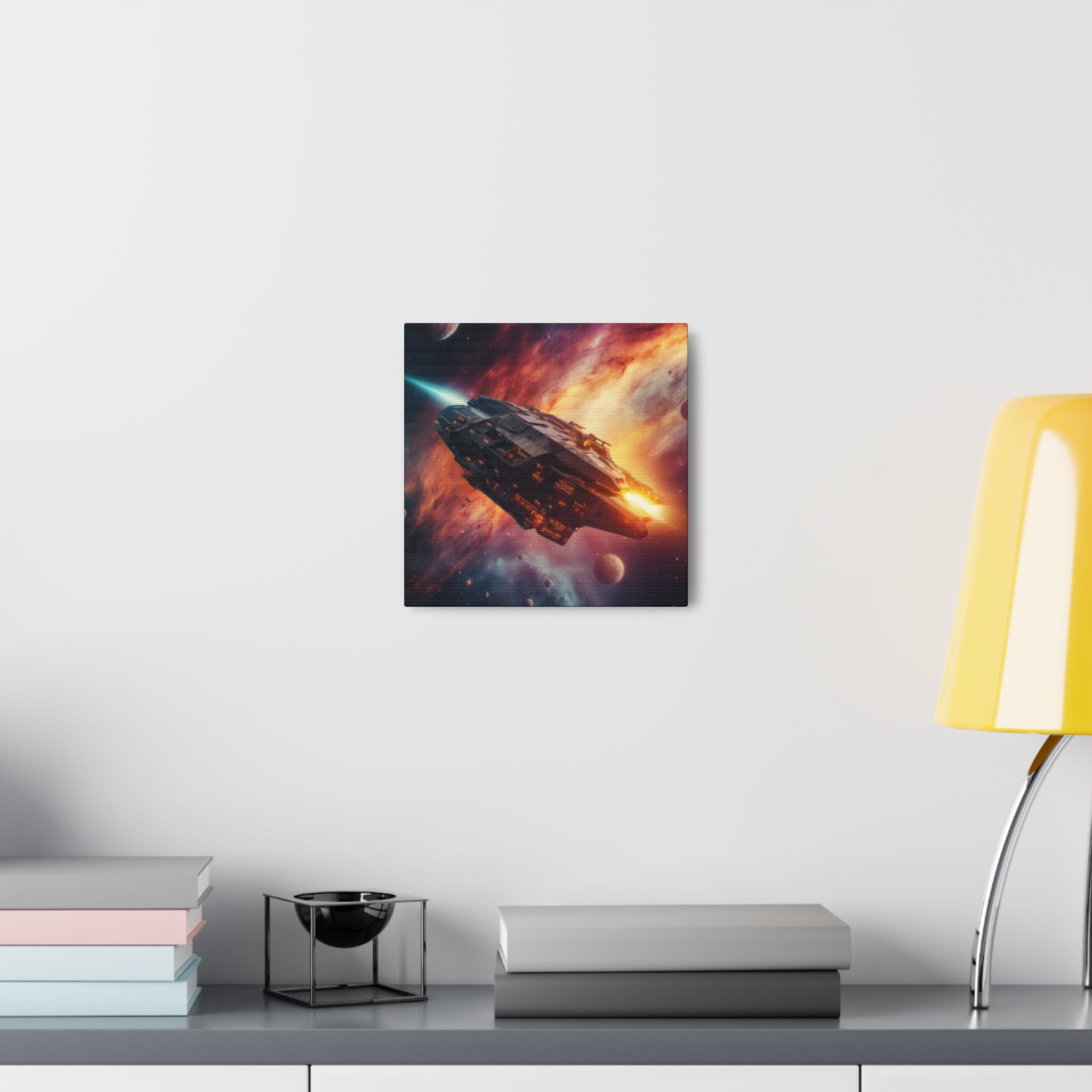 Spaceship Flying Through the Galaxy, Space Wall Art, Modern Art, Canvas ...