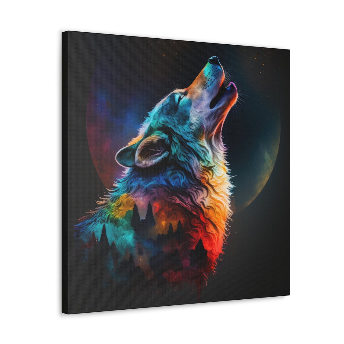 Wolf Howling at the Moon, Nature Wall Art, Modern Art, Canvas Print ...