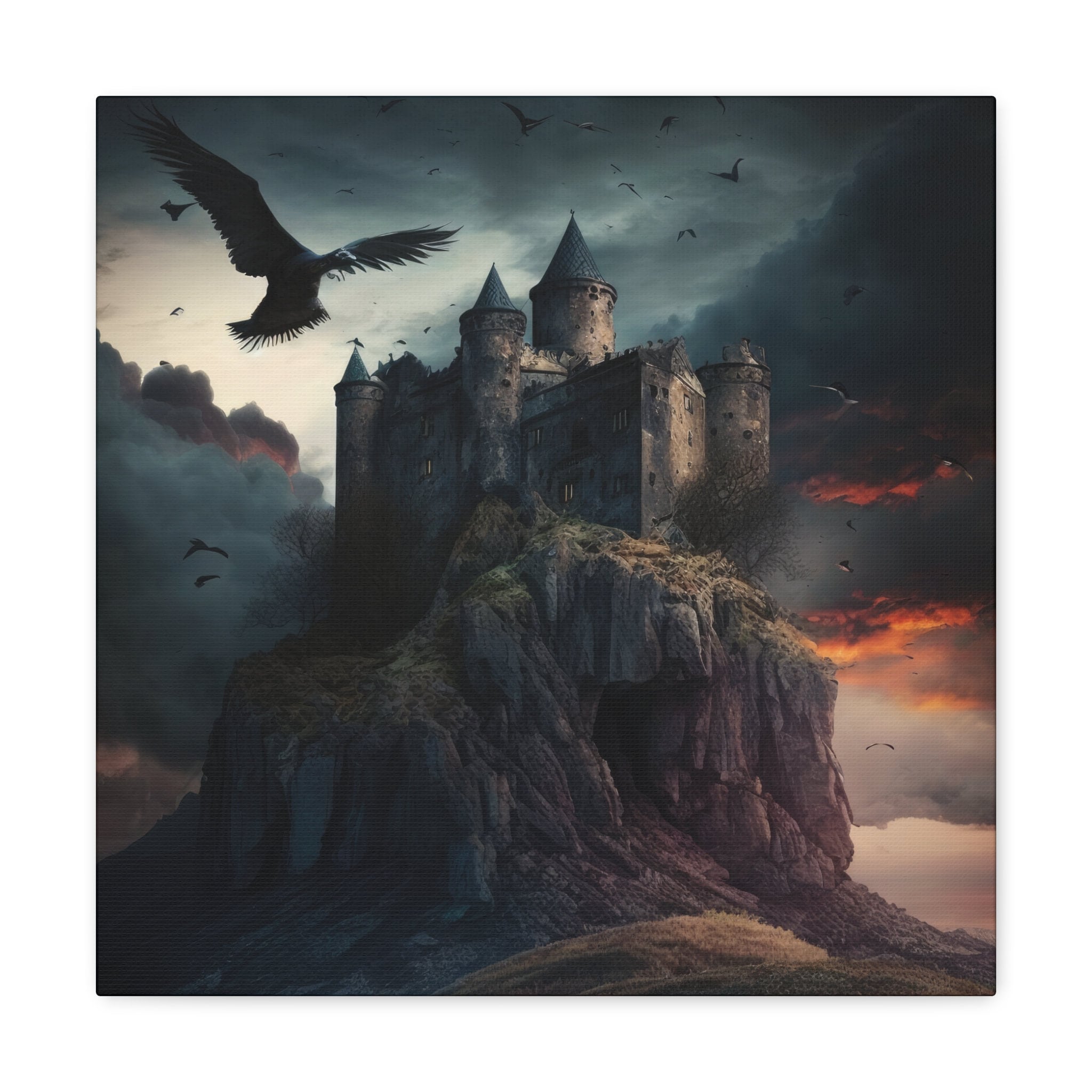 Castle on a Hill Wall Art, Castle Painting, Modern Art, Canvas Print ...