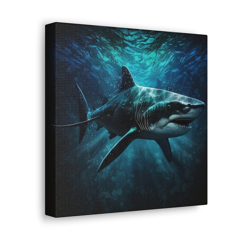 Shark Wall Art, Ocean Wall Art, Modern Art, Canvas Print, Abstract ...