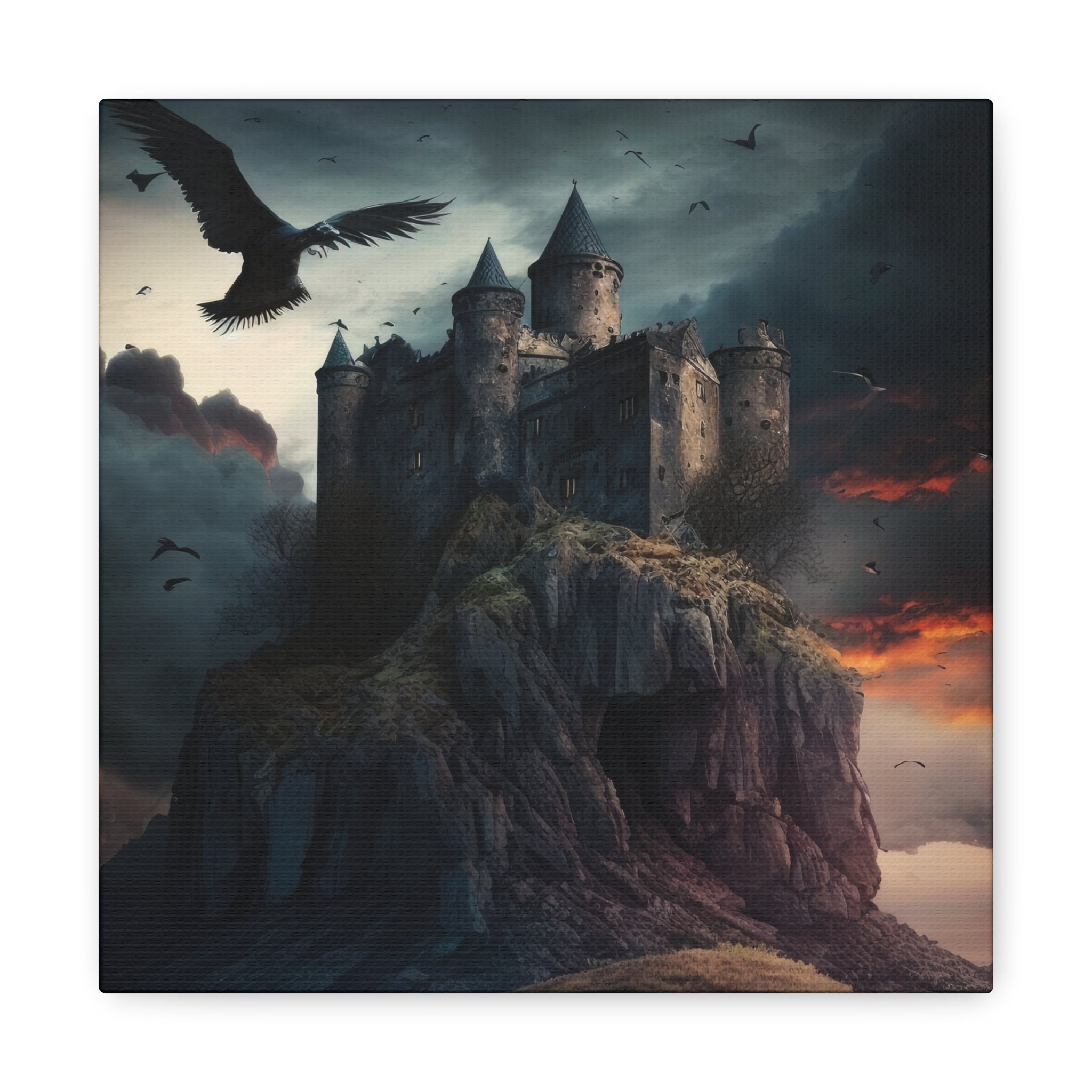 Castle on a Hill Wall Art Castle Painting Modern Art Canvas - Etsy