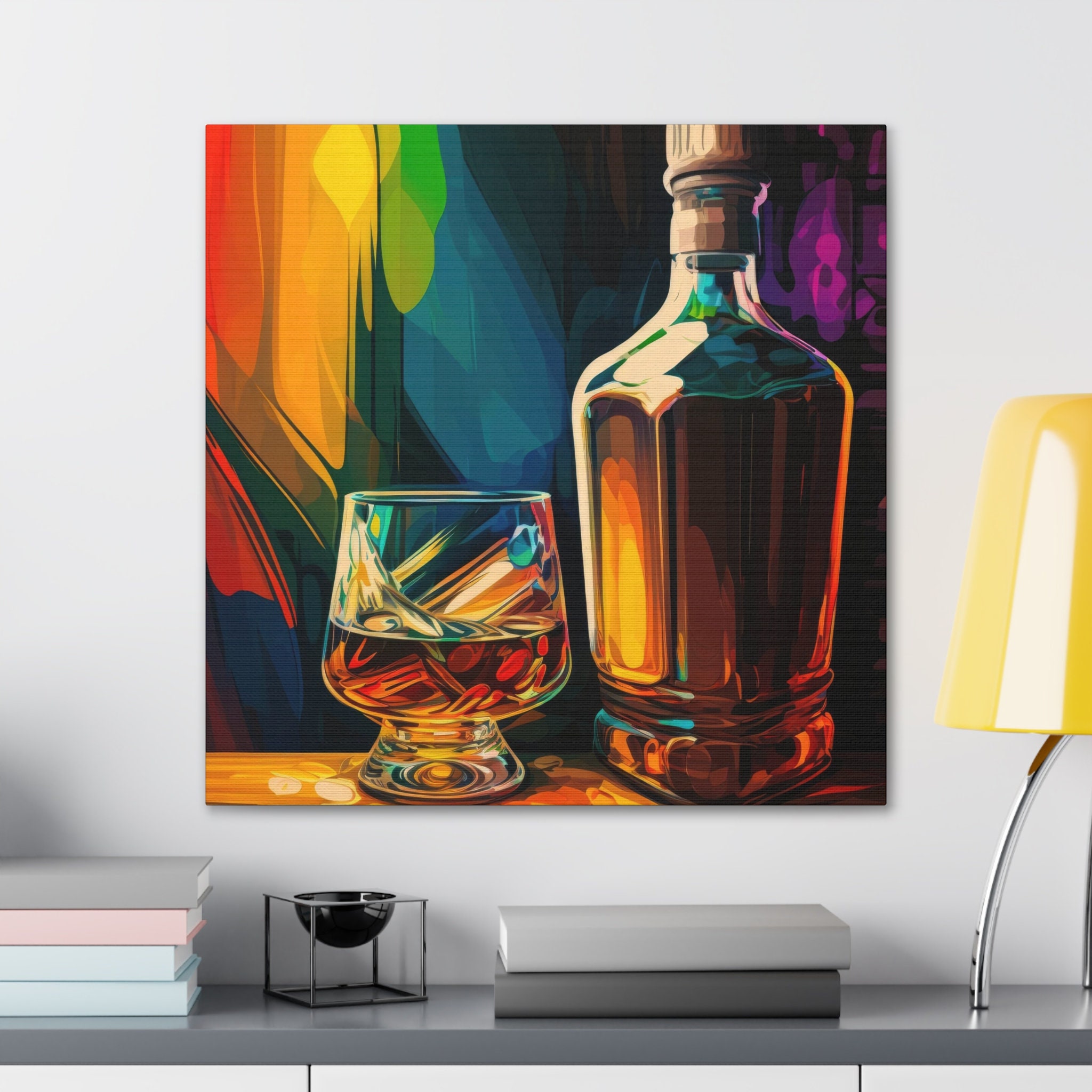 Bourbon Wall Art, Alcohol Wall Art, Bourbon Glass, Modern Art, Canvas ...