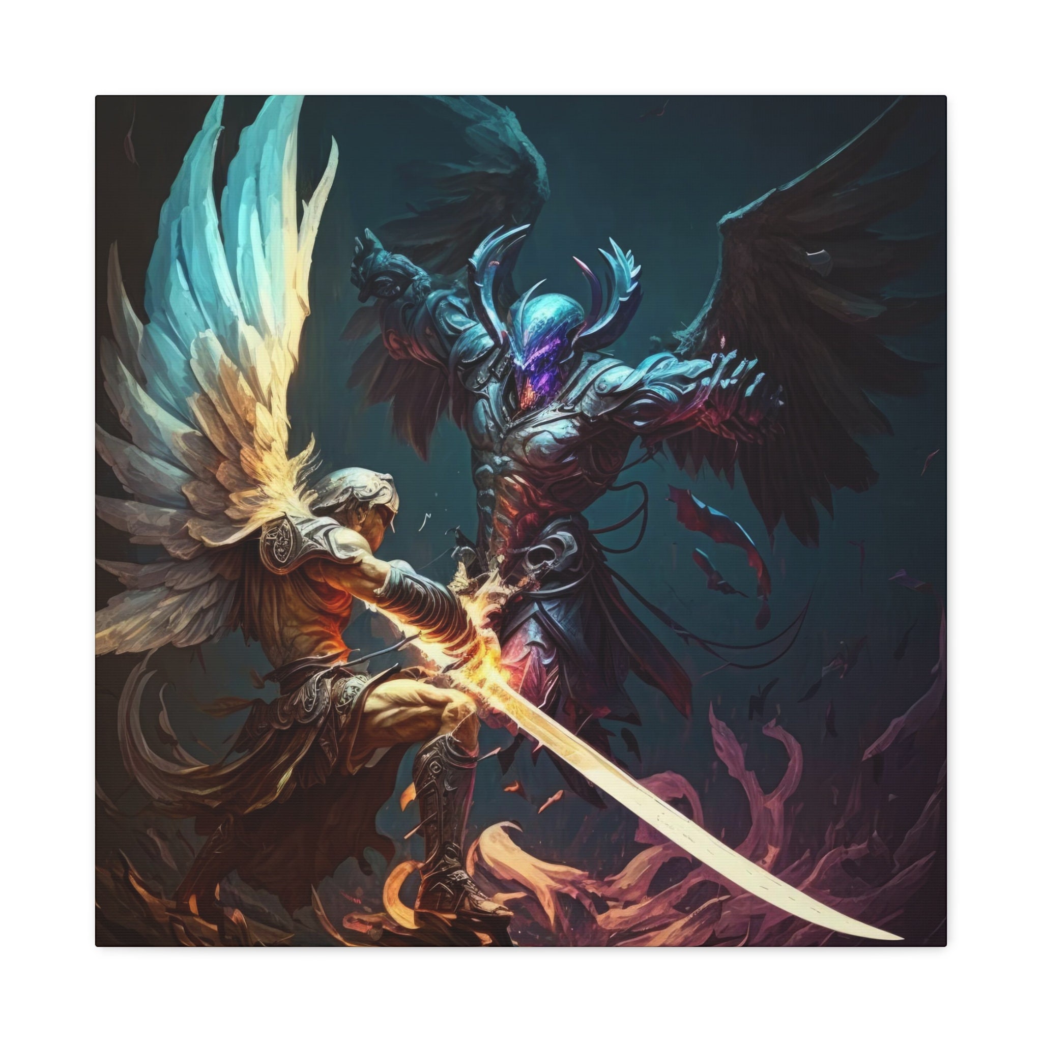 Good Vs Evil Angel Vs Demon, Fantasy Wall Art, Game Room Wall Art ...